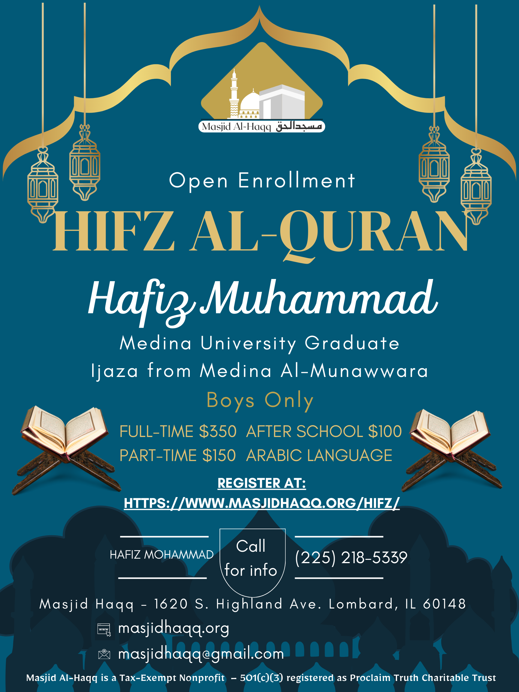 Register for Boys Hifz Class